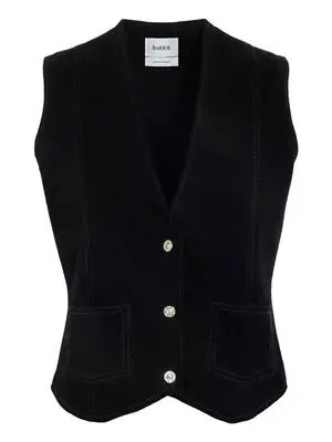 BARRIE Suede-effect Sleeveless Jacket - Black