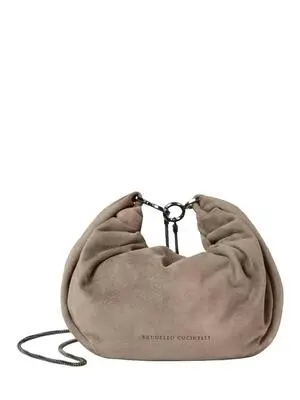 Brunello Cucinelli Debossed-logo Cross Body Bag - Brown