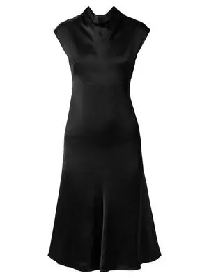 Acne Studios Draped Silk-satin Midi Dress - Black