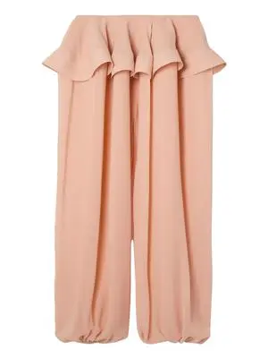 Alaïa Pleated Georgette Peplum Tapered Trousers - Orange