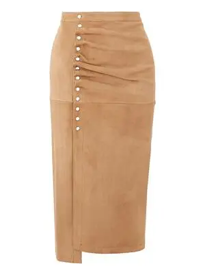 Rabanne Asymmetric Gathered Midi Skirt - Brown