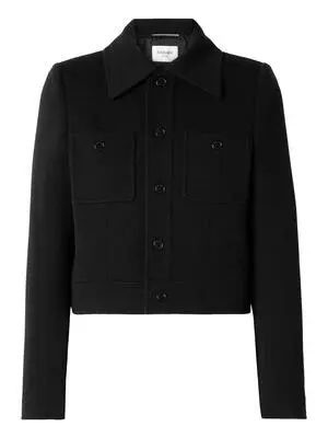 Saint Laurent Cropped Wool-blend Jacket - Black
