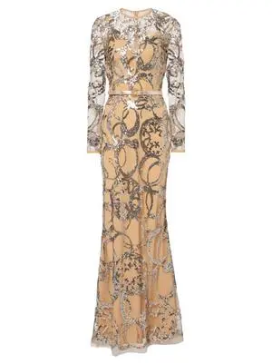 Elie Saab Sequined Tulle Gown - Silver