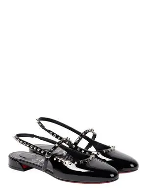 CHRISTIAN LOUBOUTIN Sweet Janispikes Slingback Flats - Black