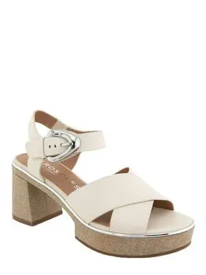 Aerosoles Zephyr Platform Sandals - Eggnog Leather