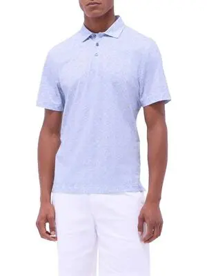 Bugatchi Victor Ooohcotton® Leaf Print Polo - Air Blue