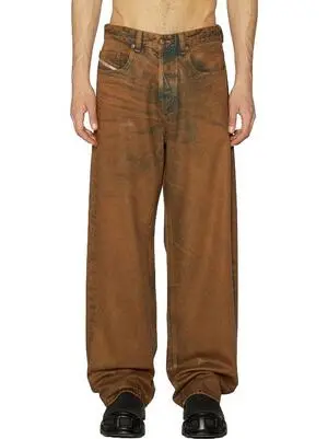 DIESEL® 2001 D-macro Relaxed Fit Coated Jeans - Brown Denim