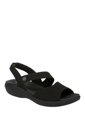 LIFESTRIDE BZees Quarter Strap Slip-On Sandal Black Fabric