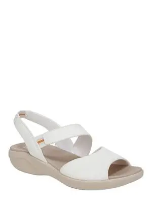 LIFESTRIDE BZees Quarter Strap Slip-On Sandal White Fabric