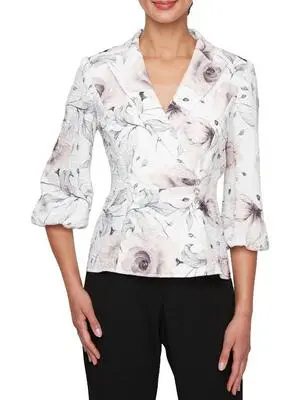 ALEX EVENINGS Alex Evenings Print Jacquard Blazer