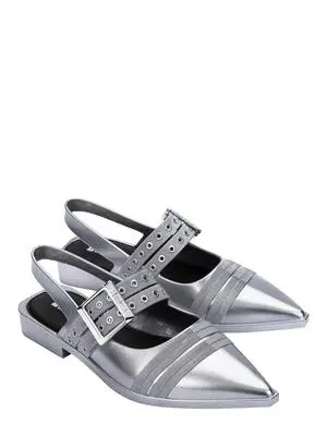 Melissa Melissa Ladylike Mary Jane Flats Silver/ Black