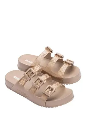 Melissa Melissa Cozy Stripes Platform Slide Sandal Beige