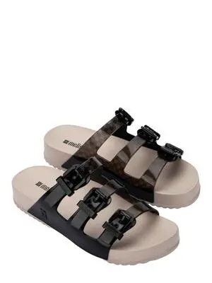 Melissa Melissa Cozy Stripes Platform Slide Sandal Beige/transp Black
