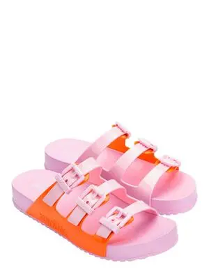 Melissa Melissa Cozy Stripes Platform Slide Sandal Pink/ Orange