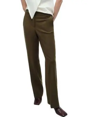 Mango MANGO Carlos Straight Leg Trousers Khaki Green