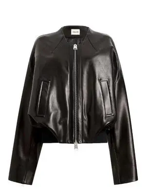 Khaite Hewit Leather Bomber Jacket - Black