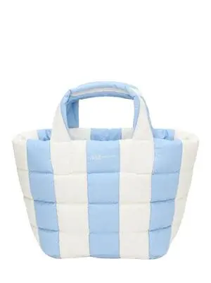 VEECOLLECTIVE Small Porter Recycled Nylon Tote - Cerulean - Marshmallow Stripes