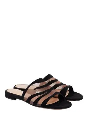 GIANVITO ROSSI Tigra Suede And Mesh Slides - Black
