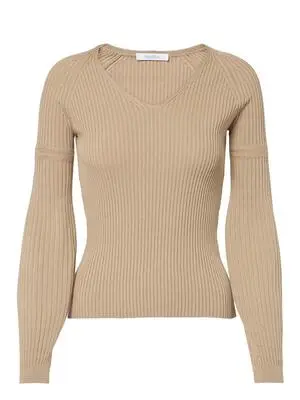 Max Mara Ribbed-knit Cotton Sweater - Beige