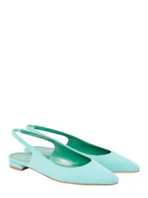 Manolo Blahnik Sawra 10 Suede Slingback Flats - Blue