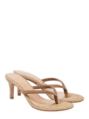 GIANVITO ROSSI 70 Raffia And Suede Mules - Beige