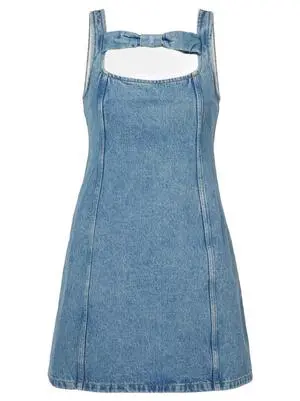 Nina Ricci Bow-detail Denim Minidress - Blue