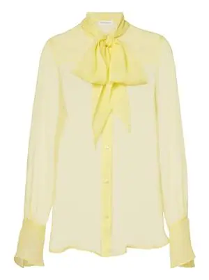 Nina Ricci Sheer Tie-neck Blouse - Yellow