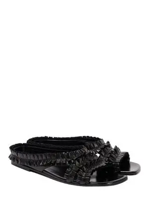 Dries Van Noten Ruffled Leather Sandals - Black