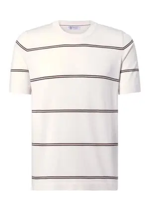 Brunello Cucinelli Striped Cotton T-shirt - White