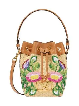 Valentino Garavani Vlogo Floral Embroidered Bucket Bag - Multicoloured