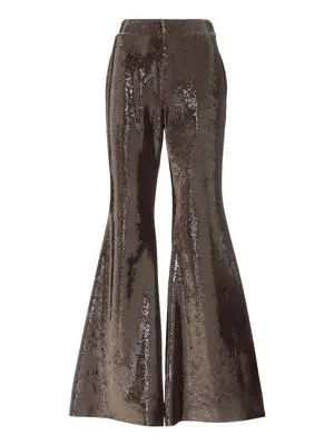 Nina Ricci Sequined Flared Pants - Brown