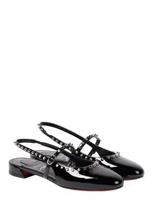 CHRISTIAN LOUBOUTIN Sweet Janispikes Slingback Flats - Black