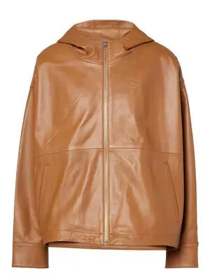 YVES SALOMON Hooded Leather Jacket - Brown