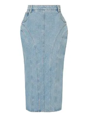 Nina Ricci Denim Midi Skirt - Blue