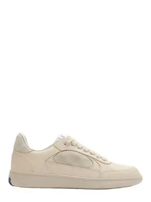 Burberry Leather And Check Terrace Sneakers - Clam Beige