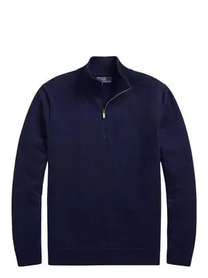 Polo Ralph Lauren Cotton Quarter-Zip Sweater Blue