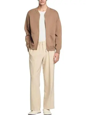Sandro Sandro Knit Varsity Jacket Dark Sand