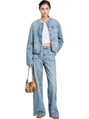 Sandro Faded Straight-leg Jeans - Blue Jean