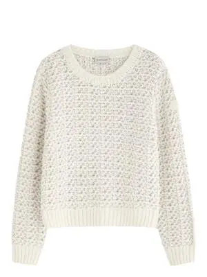 Moncler Logo Bouclé Knit Jumper - Natural