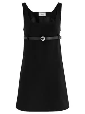 Coperni Belted Woven Mini Dress - Black