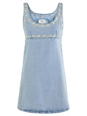 Coperni Studded Denim Mini Dress - Blue