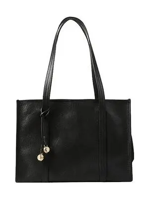 Sandro Leather Shopping Tote Bag - Noir / Gris