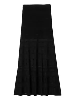 Sandro High-rise Knitted Midi Skirt - Black