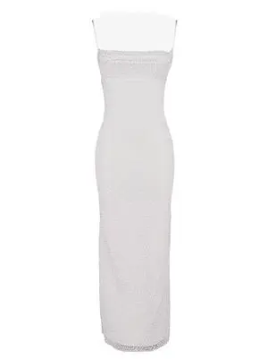 House Of Cb Calla Pearl-embellished Maxi Dress - Silver Pearl