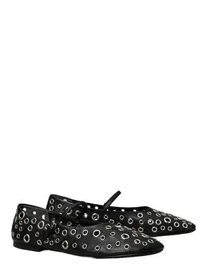 Tory Burch Eyelet Mary Jane Ballet Flats - Perfect Black