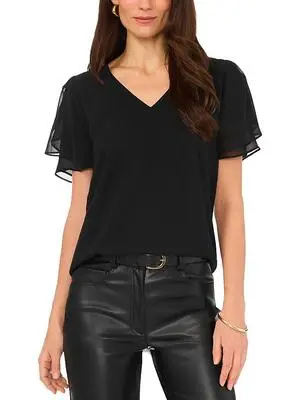 Vince Camuto Tulip Sleeve Top - Rich Black