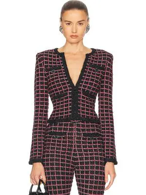 SELF-PORTRAIT Check Cardigan - Black