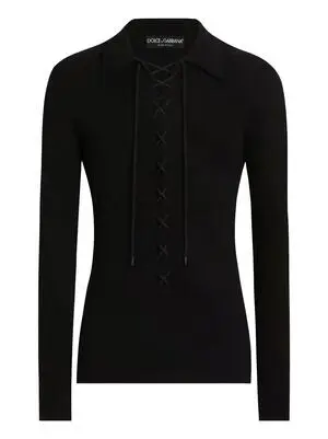 Dolce & Gabbana Lace-up Sweater - Black