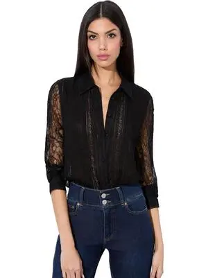 Alice + Olivia Willa Lace Blouse - Black