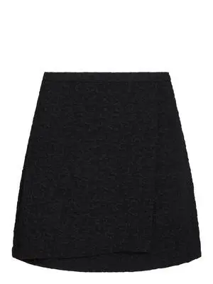 GANNI Wrap-effect Jacquard Mini Skirt - Black